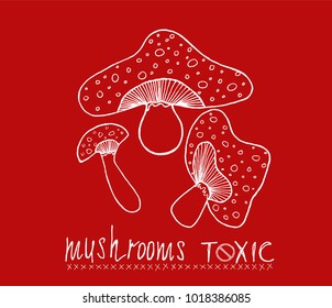 Toxic Mushroom Border On Red Background Stock Vector (Royalty Free ...