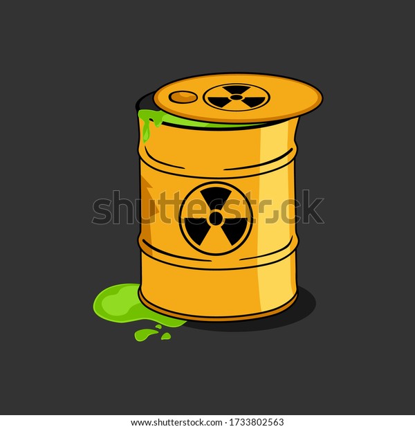 Toxic Radioactive Nuclear Waste Barrel Cartoon Stok Vektör (Telifsiz ...