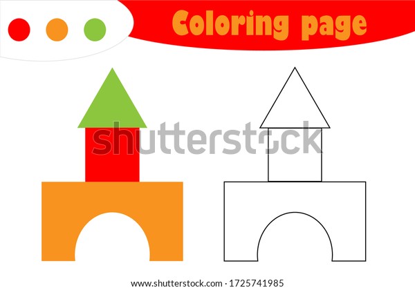 Toy Blocks Cartoon Style Coloring Page Stock Vector (Royalty Free ...