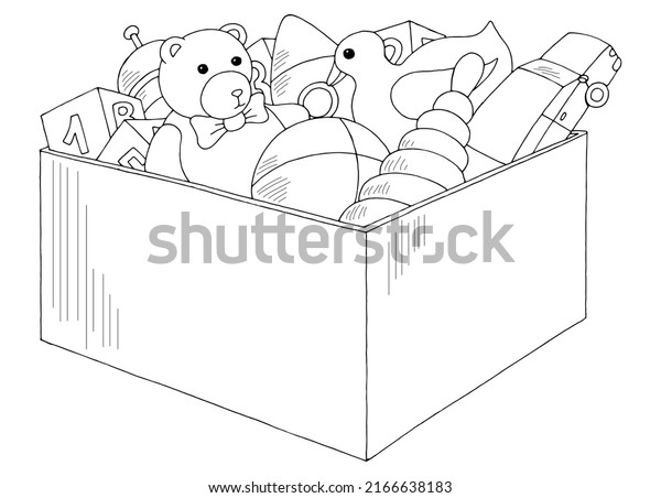 Toy Box Graphic Black White Isolated Stock Vector (Royalty Free ...