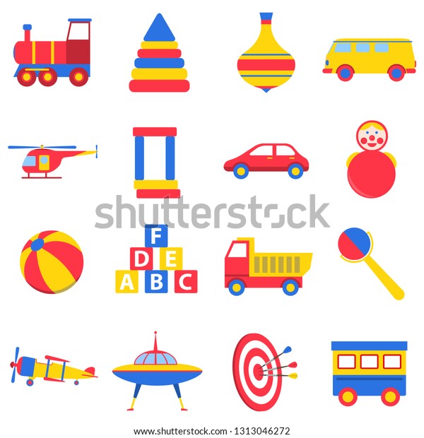 Toy Icon Collection Vector Color Illustration: เวกเตอร์สต็อก (ปลอดค่า ...