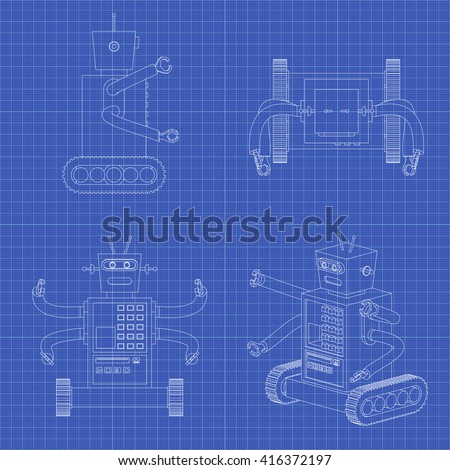 Toy Robot Blueprint Toy Robot White Stock Vector (Royalty Free ...