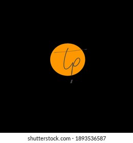 Tp Handwritten Logo Identity Black Background Stock Vector (Royalty ...