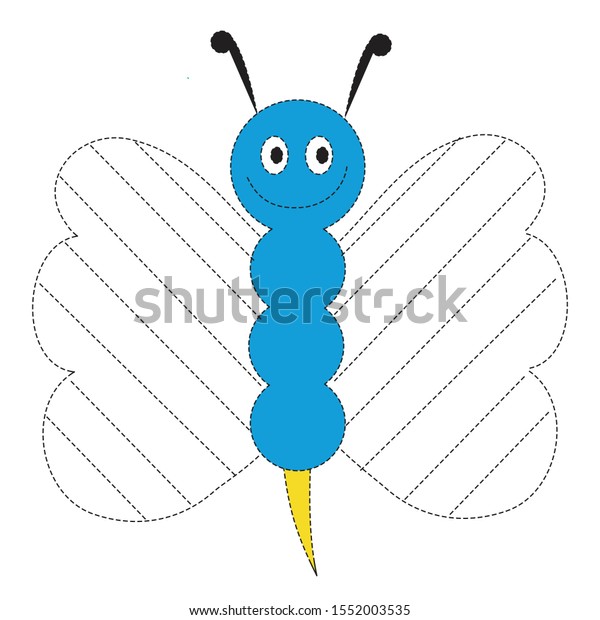 Trace Butterflyworksheet Printable Kids Stock Vector (Royalty Free ...