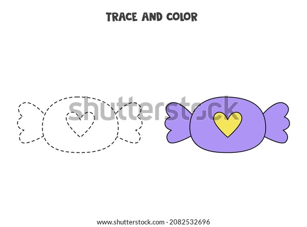 Trace Color Cute Purple Candy Educational Stock Vector (Royalty Free ...