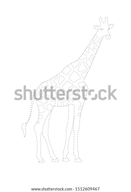 Trace Color Giraffe Giraffe Tracing Worksheet Stock Vector (Royalty ...