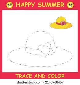 Trace Color Hat Worksheet Childrensummer Activities: vetor stock (livre ...
