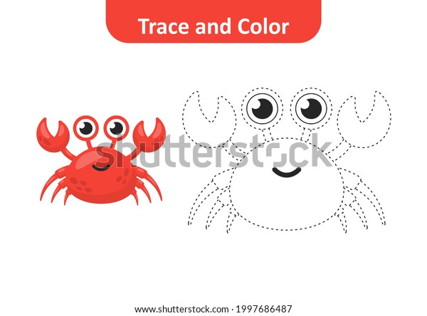 Trace Color Kids Crab Vector Stock Vector (Royalty Free) 1997686487 ...