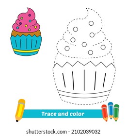 Trace Color Kids Cupcake Vector Stock Vector (Royalty Free) 2102039032 ...