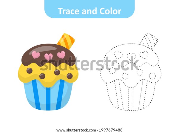 Trace Color Kids Cupcake Vector Stock Vector (Royalty Free) 1997679488 ...
