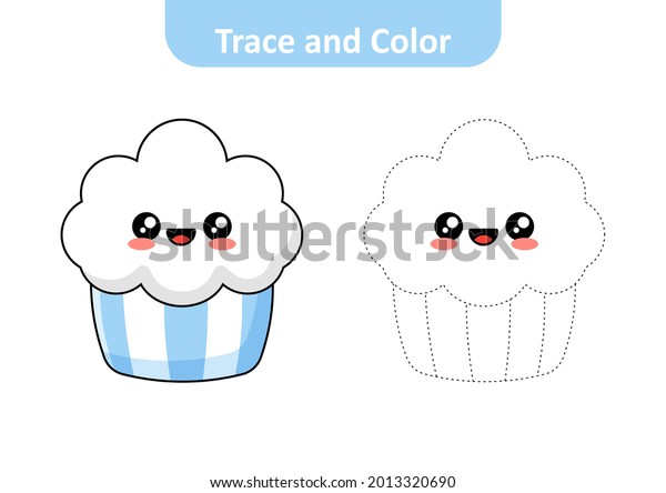 Trace Color Kids Cupcake Vector Stock Vector (Royalty Free) 2013320690 ...