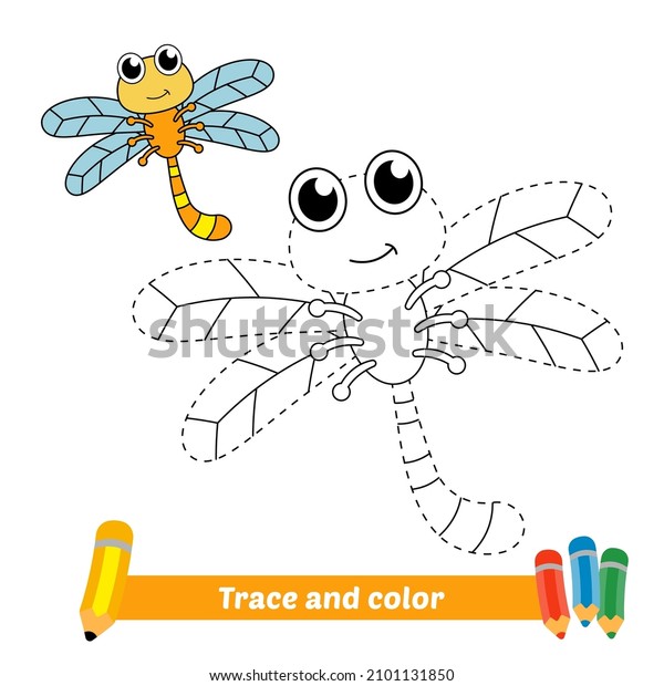 Trace Color Kids Dragonfly Vector Stock Vector (Royalty Free ...