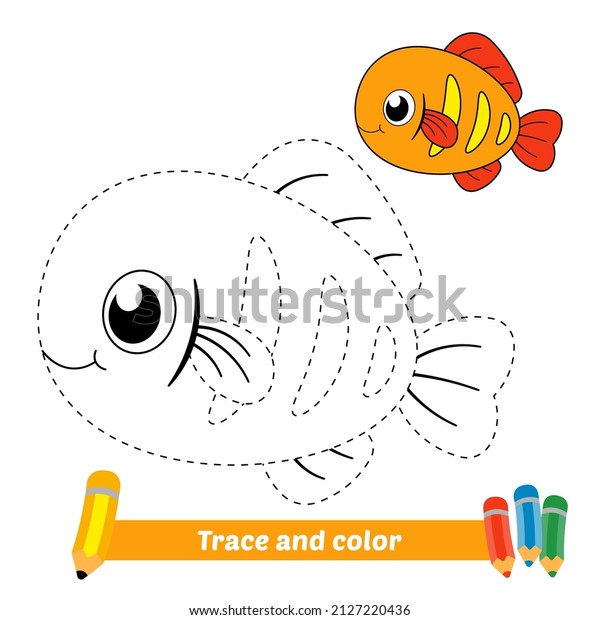 Trace Color Kids Fish Vector Stock Vector (Royalty Free) 2127220436 ...