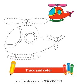 Trace Color Kids Helicopter Vector Stock Vector (Royalty Free ...