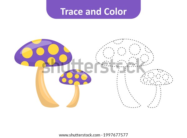 Trace Color Kids Mushroom Vector Stock Vector (Royalty Free) 1997677577 ...