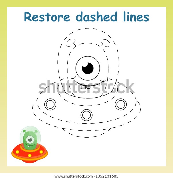 Trace Game Children Cartoon Alien Restore Stock Vector (Royalty Free ...