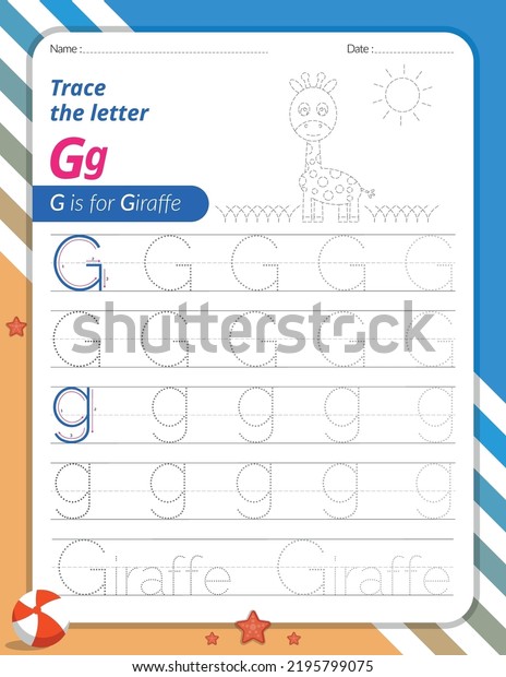 Trace Letter G Uppercase Lowercase Alphabet: เวกเตอร์สต็อก (ปลอดค่า ...