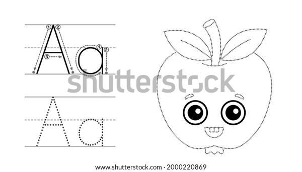 Trace Letter Picture Color Educational Children Stock Vector (Royalty ...
