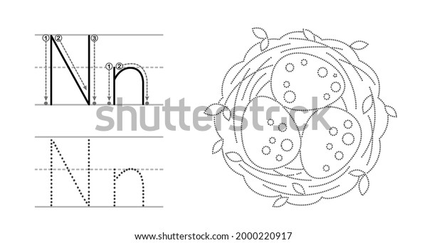 Trace Letter Picture Color Educational Children Stock Vector (Royalty ...