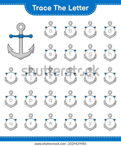 Trace Letter Tracing Letter Anchor Educational Stock Vector (Royalty ...