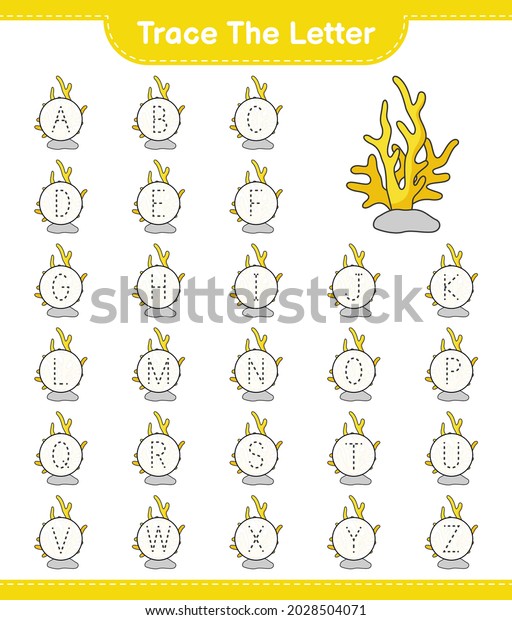 Trace Letter Tracing Letter Coral Educational Stock Vector (Royalty ...