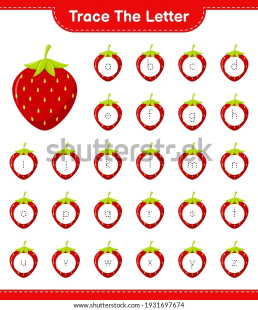 Trace Letter Tracing Letter Strawberry Educational Stock Vector ...