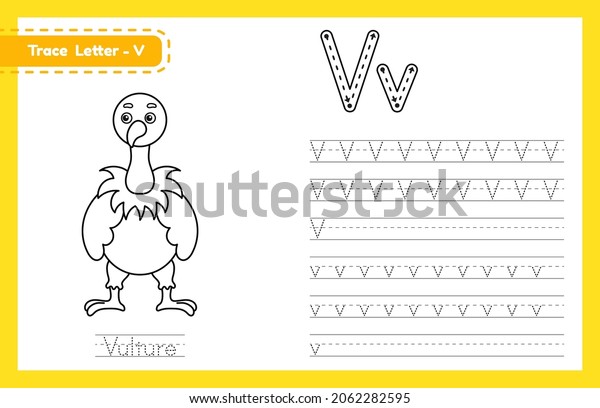 Trace Letter V Uppercase Lowercase Alphabet Stock Vector (Royalty Free ...