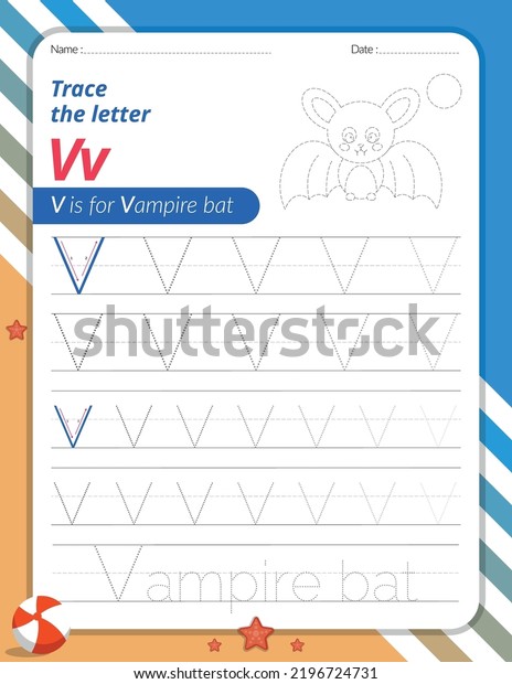 Trace Letter V Uppercase Lowercase Alphabet Stock Vector (Royalty Free ...