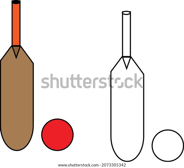 Trace Line Colour Cricket Bat Ball Stock Vector (Royalty Free ...