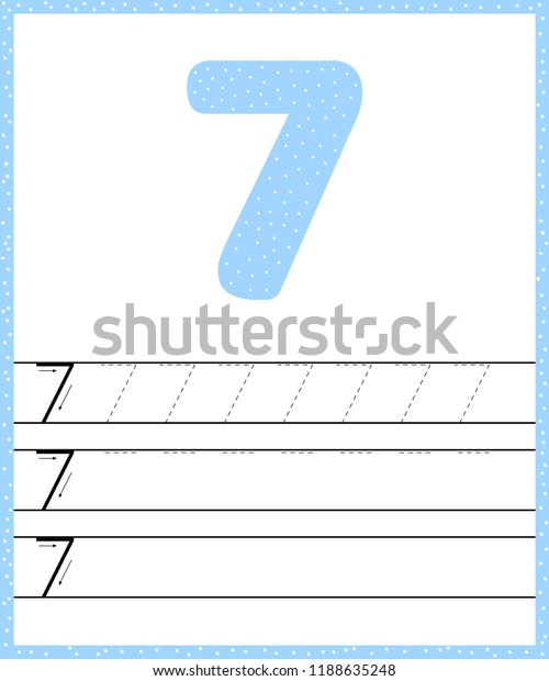 Trace Line Number Kindergarten Preshool Kids Stock Vector (Royalty Free ...