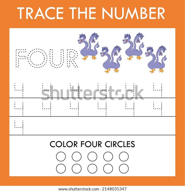 Trace Line Number Worksheet Monsters Kids: เวกเตอร์สต็อก (ปลอดค่า ...