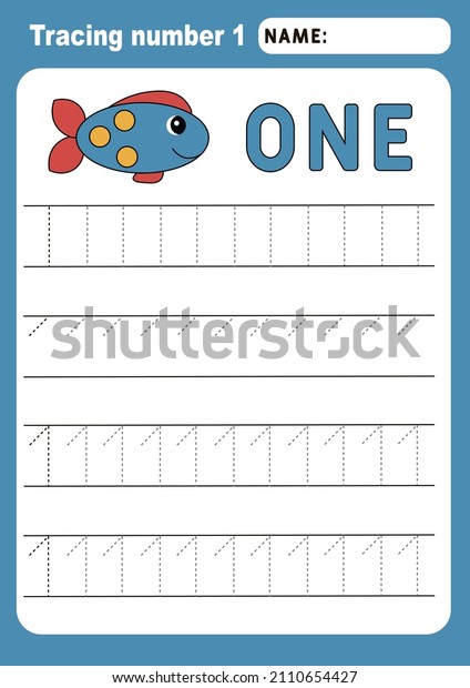 Trace Line Numbers Kindergarten Preshool Kids: เวกเตอร์สต็อก (ปลอดค่า ...