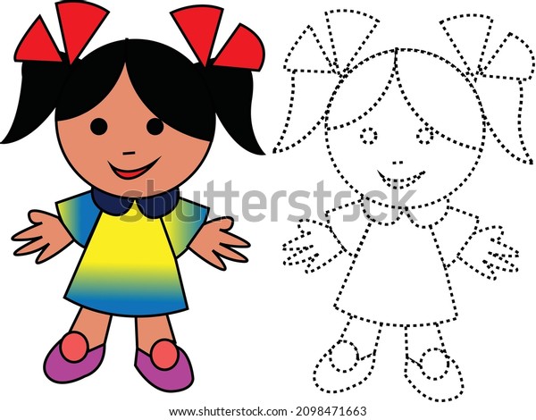 Trace Lines Colour Doll Stock Vector (Royalty Free) 2098471663 ...