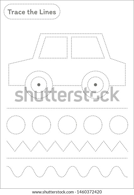 Trace Lines Workshet Handwriting Car Stock Vector (Royalty Free ...