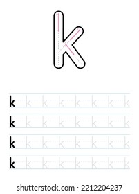 Trace Lowercase Letter K Worksheet Kids Stock Vector (Royalty Free) 2212204237 | Shutterstock