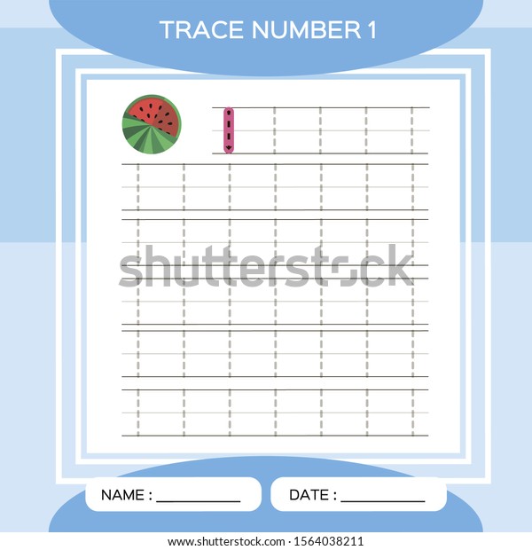 Trace Number 1 One Children Educational Stock Vector (Royalty Free ...