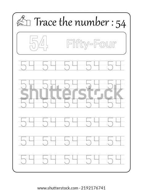Trace Number 54 Number Tracing Kids Stock Vector (Royalty Free ...