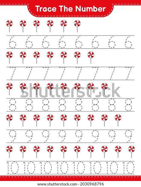 Trace Number Tracing Number Candy Educational Stock Vector (Royalty ...