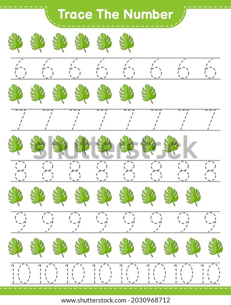 Trace Number Tracing Number Monstera Educational Stock Vector (Royalty ...