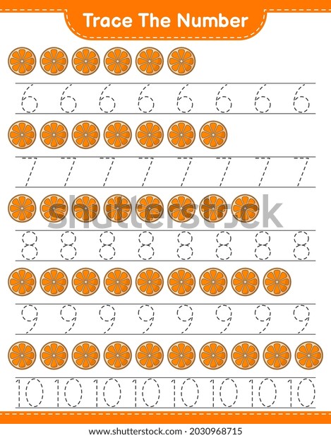 Trace Number Tracing Number Orange Educational Stock Vector (Royalty ...