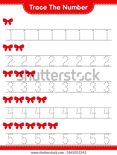 Trace Number Tracing Number Ribbons Educational Stock Vector (Royalty ...