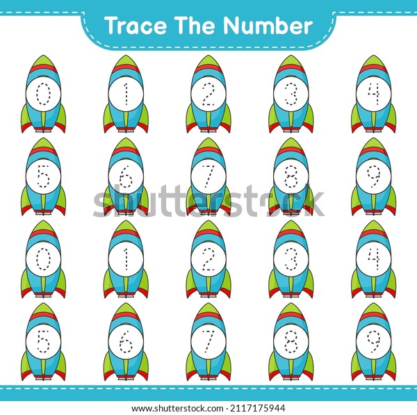 Trace Number Tracing Number Rocket Educational Stock Vector (Royalty ...