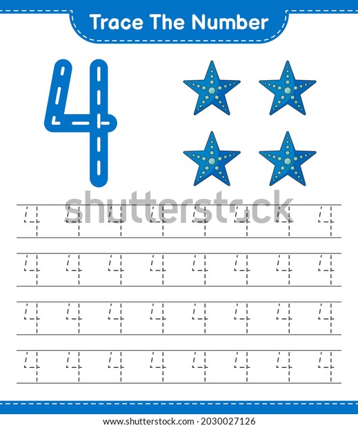 Trace Number Tracing Number Starfish Educational Stock Vector (Royalty ...