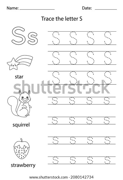 Vektor Stok Trace Uppercase Lowercase Letter S Black (Tanpa Royalti ...