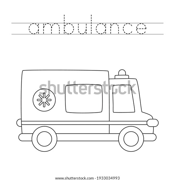 Trace Word Color Ambulance Car Handwriting Stock Vector (Royalty Free ...