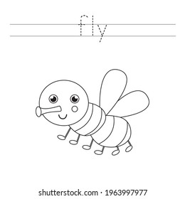 Trace Word Cute Kawaii Fly Handwriting Stock Vector (Royalty Free ...