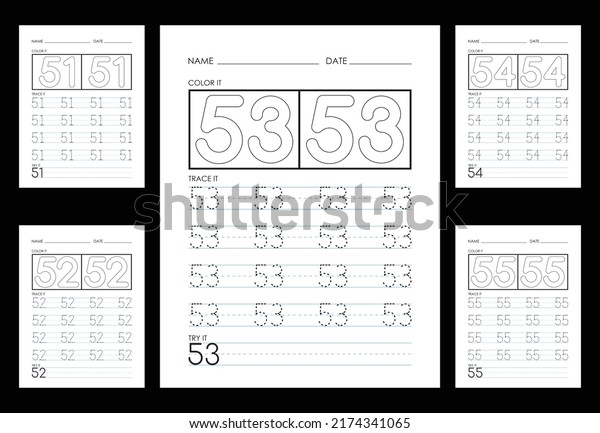 Tracing Coloring Numbers Worksheets Learn Numbers: เวกเตอร์สต็อก (ปลอด ...