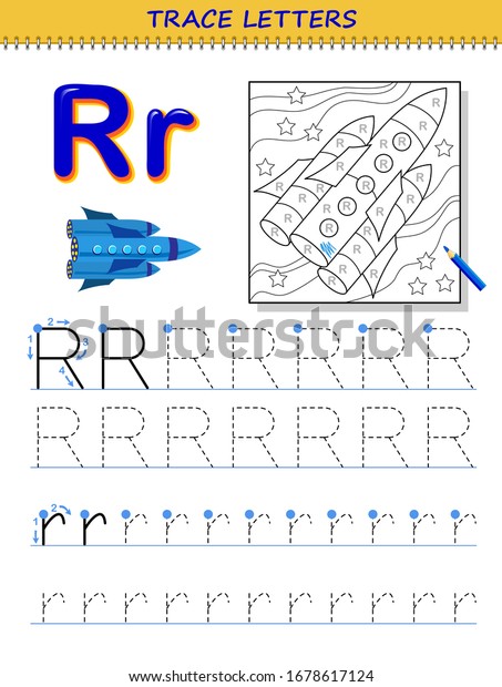 Tracing Letter R Study Alphabet Printable Stock Vector (Royalty Free ...