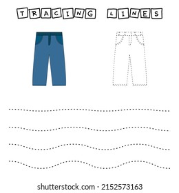 Tracing Lines Game Pants Worksheet Preschool Stock Vector (Royalty Free ...