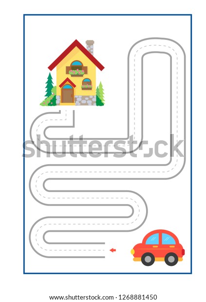Tracing Lines Game Vector Preschool Kindergarten Stock Vector (Royalty ...